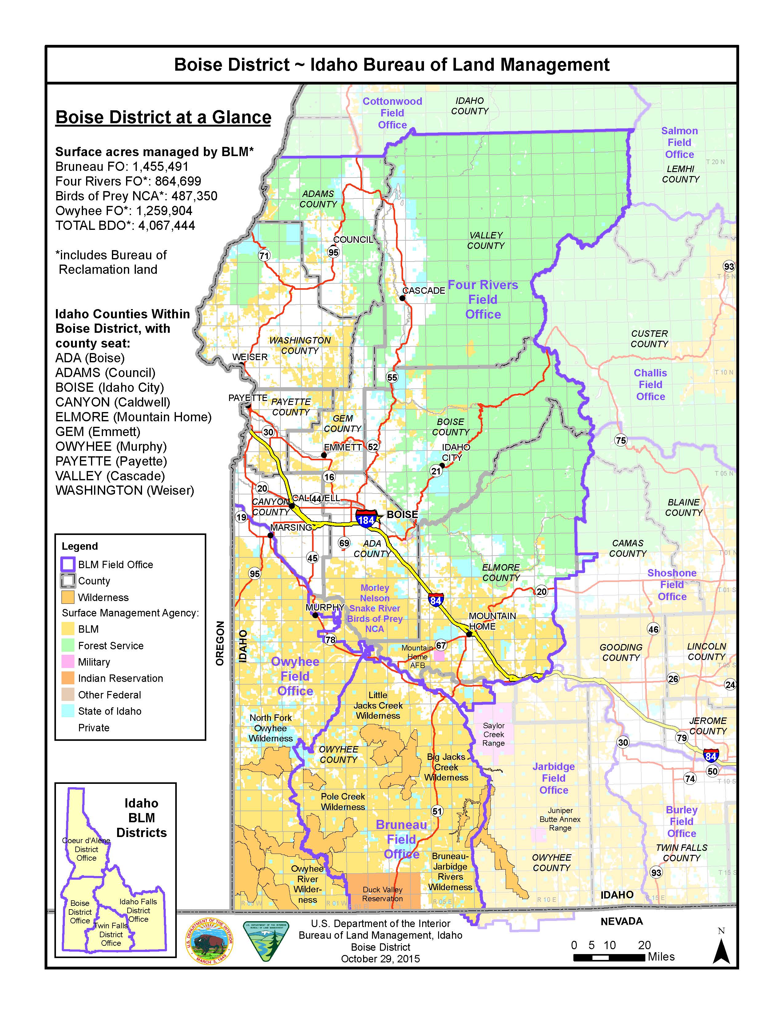 Media Center Public Room Idaho Boise District Map BUREAU OF LAND